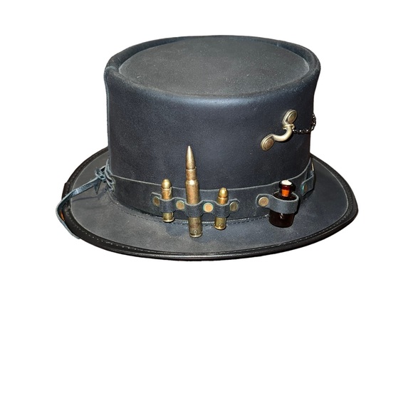Steampunk | Accessories | Steampunk Hatter Time Port Leather Top Hat ...